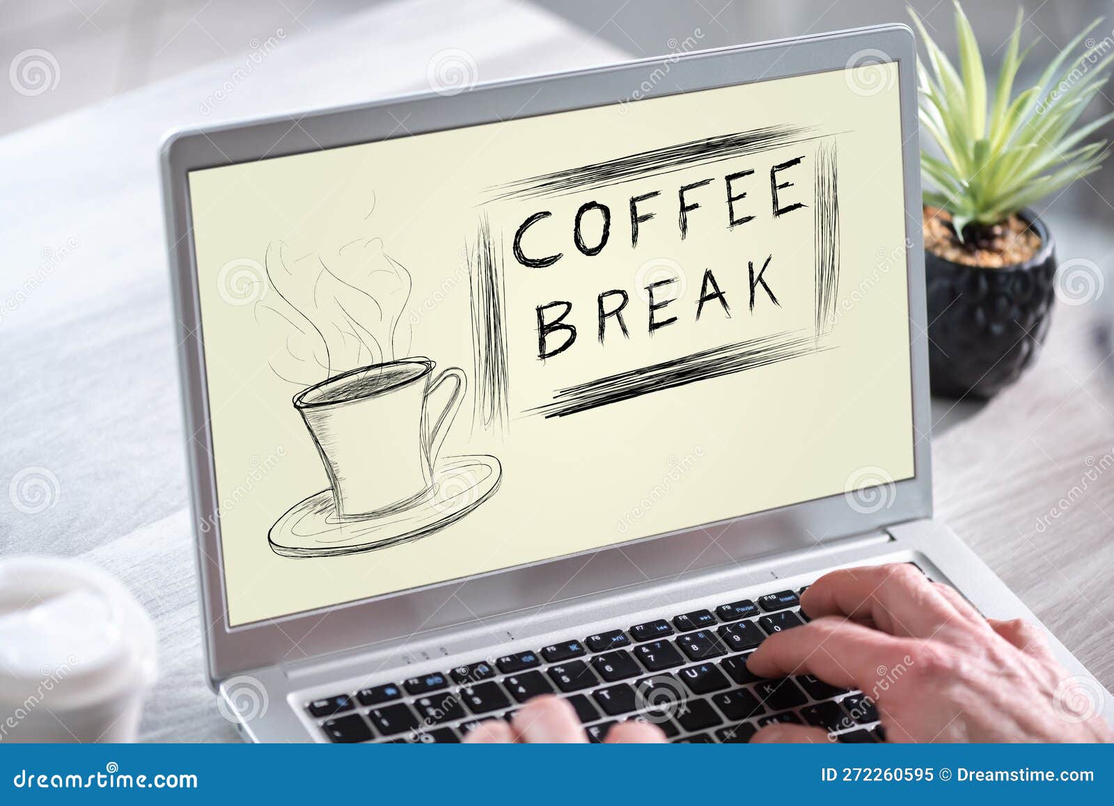 Coffee Break Concept on a Laptop Screen Stock Image - Image of design ...