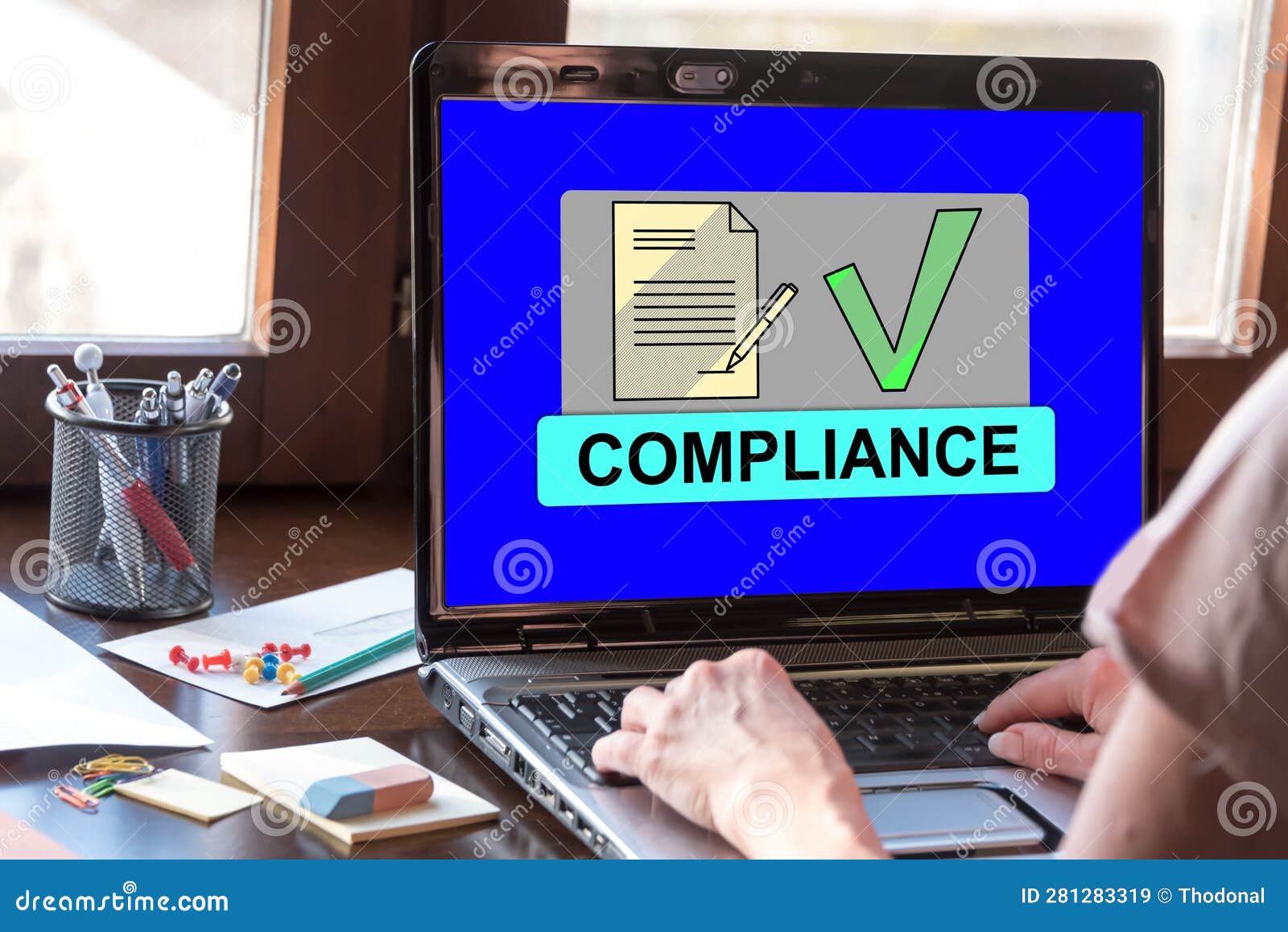 Compliance Concept on a Laptop Screen Stock Image - Image of standard ...