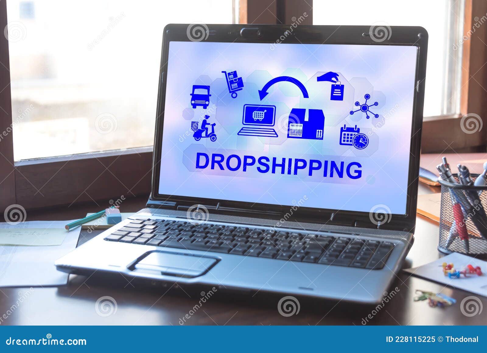 Dropshipping Concept on a Laptop Screen Stock Image - Image of laptop ...