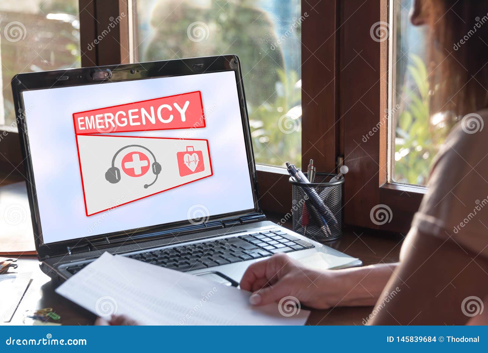 Emergency Concept on a Laptop Screen Stock Photo - Image of concept ...
