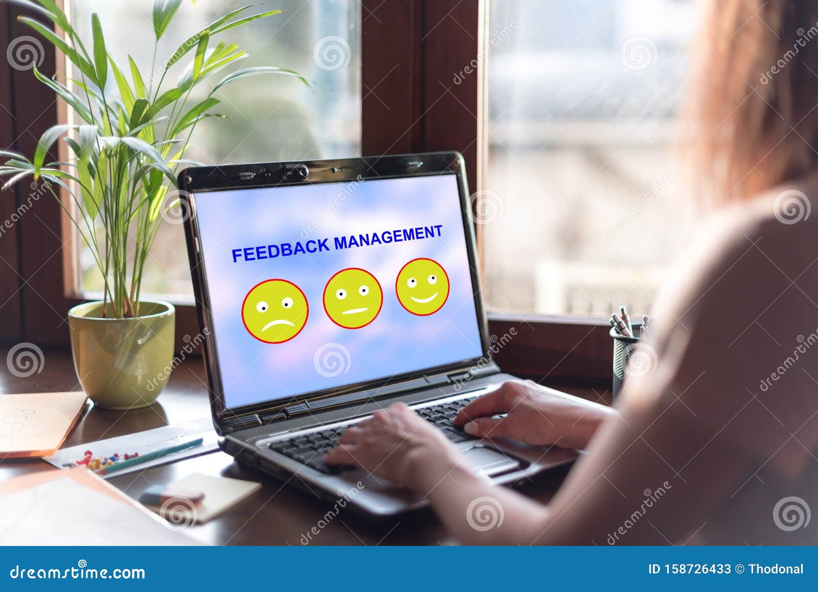 Feedback Management Concept on a Laptop Screen Stock Image - Image of ...
