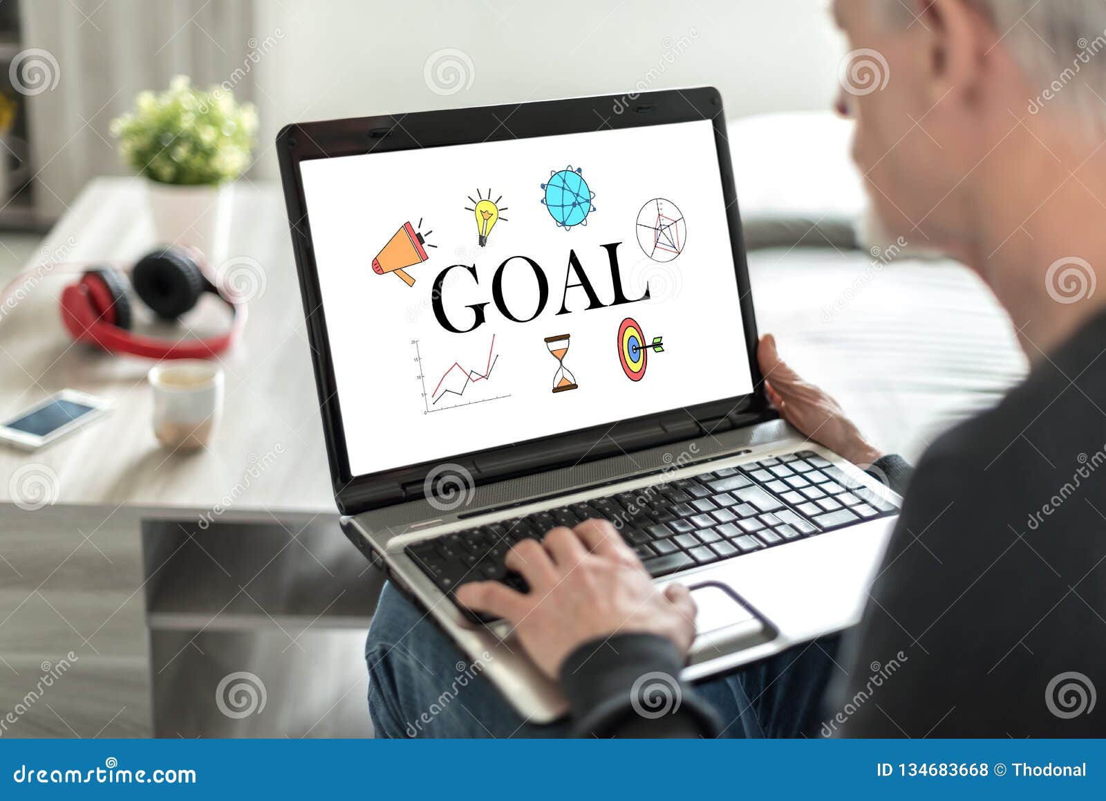 Goal Concept on a Laptop Screen Stock Photo - Image of time, goals ...