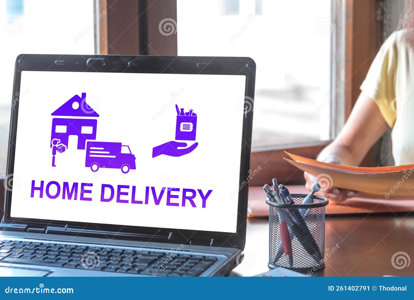 Home Delivery Concept on a Laptop Screen Stock Image - Image of fast ...