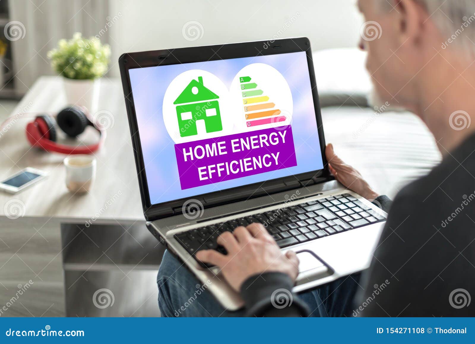 Home Energy Efficiency Concept on a Laptop Screen Stock Photo - Image ...