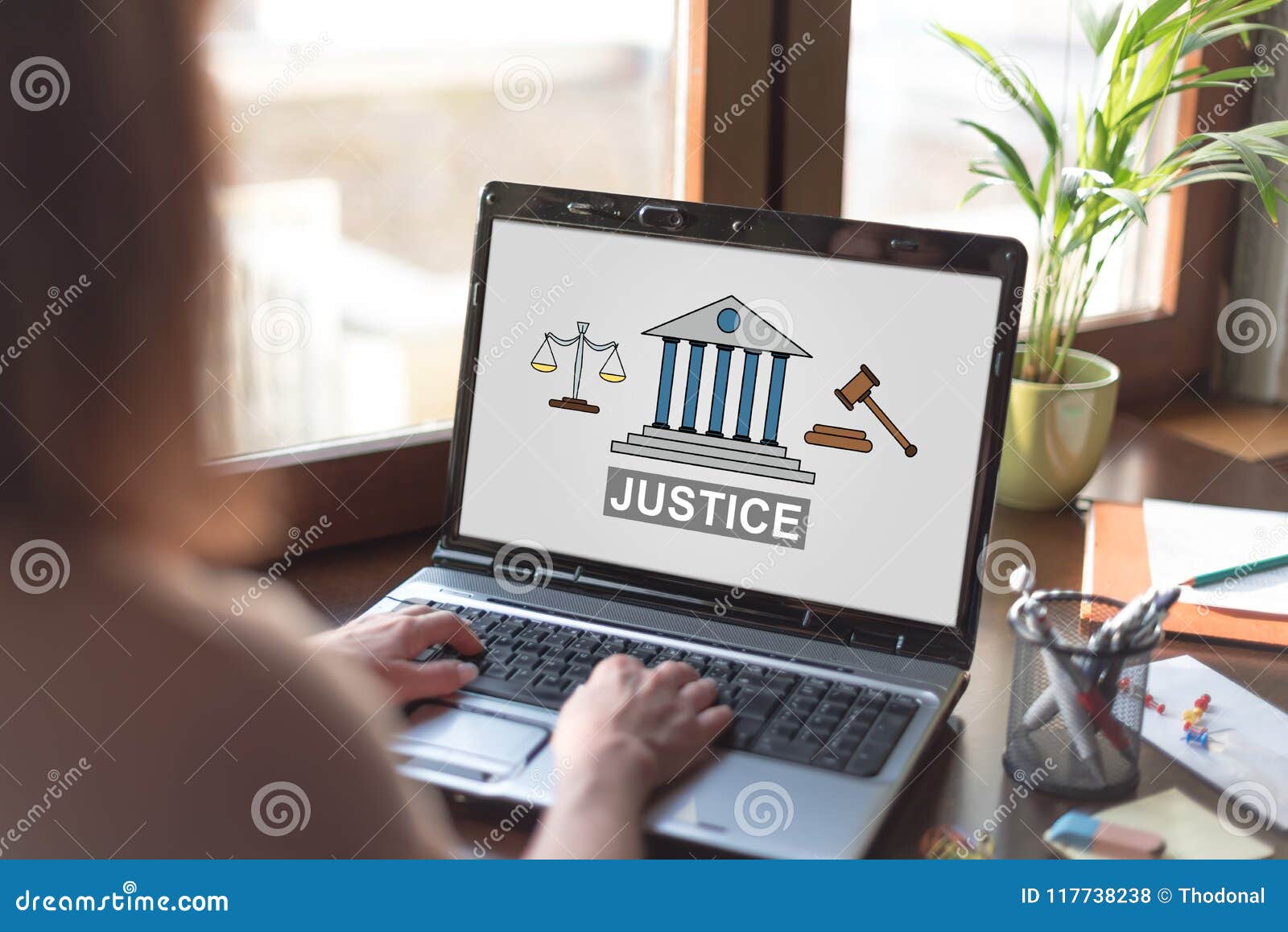 Justice Concept on a Laptop Screen Stock Photo - Image of equality ...