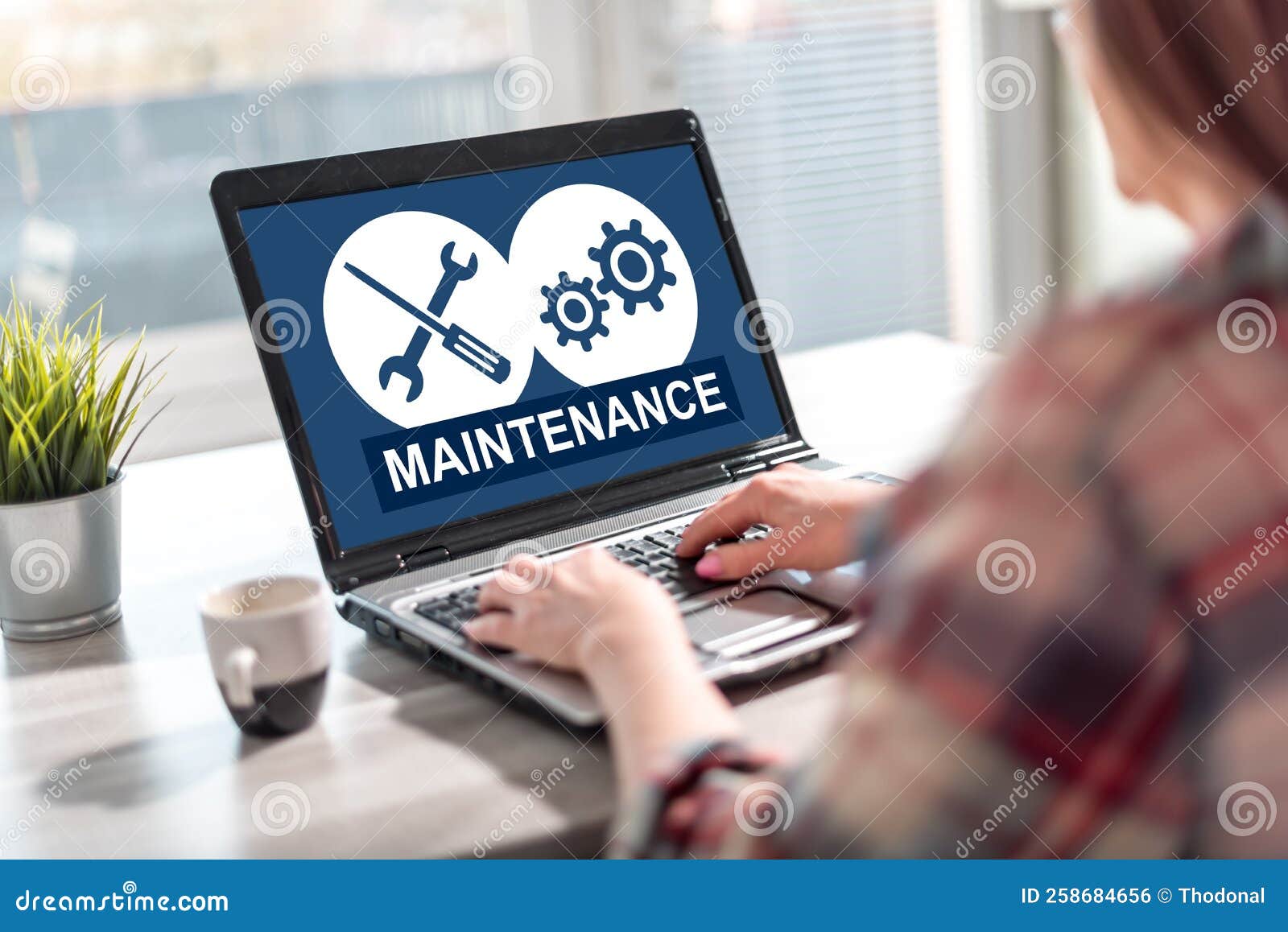 Maintenance Service Concept on a Laptop Screen Stock Photo - Image of ...