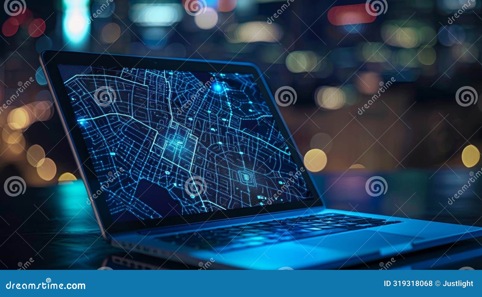 A Laptop Screen Displaying a Map of a City with Heatmaps Generated by ...