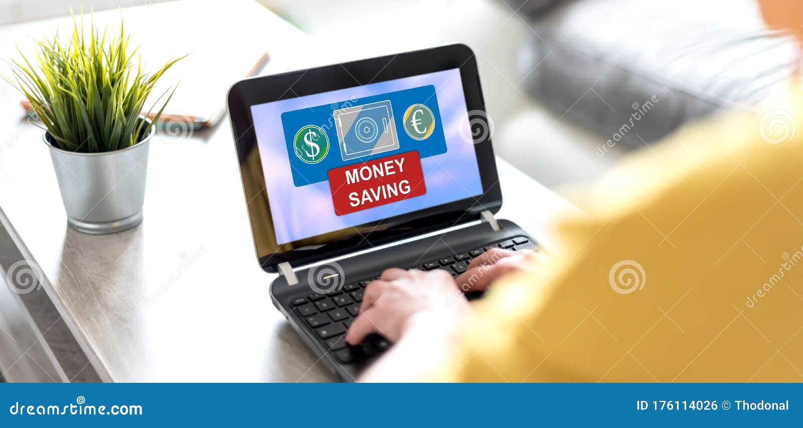 Money Saving Concept on a Laptop Screen Stock Photo - Image of euro ...