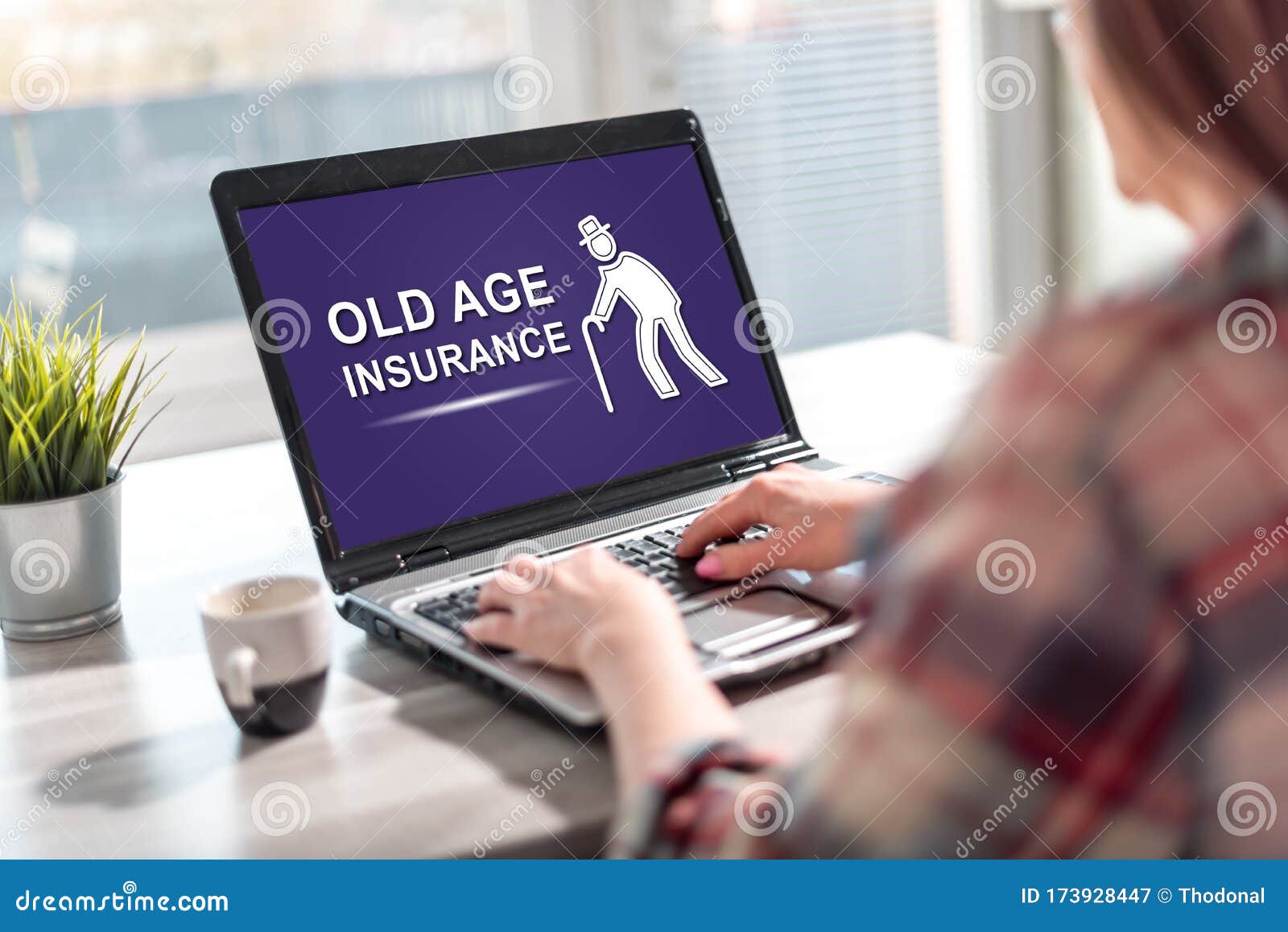 Old Age Insurance Concept on a Laptop Screen Stock Image - Image of ...