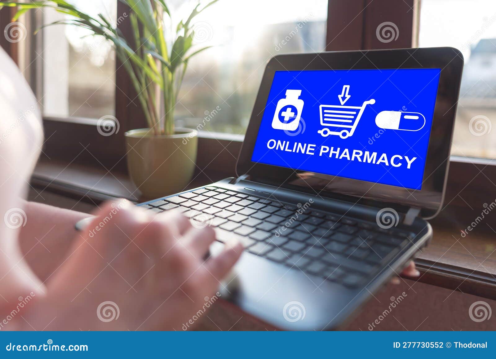 Online Pharmacy Concept on a Laptop Screen Stock Photo - Image of ...