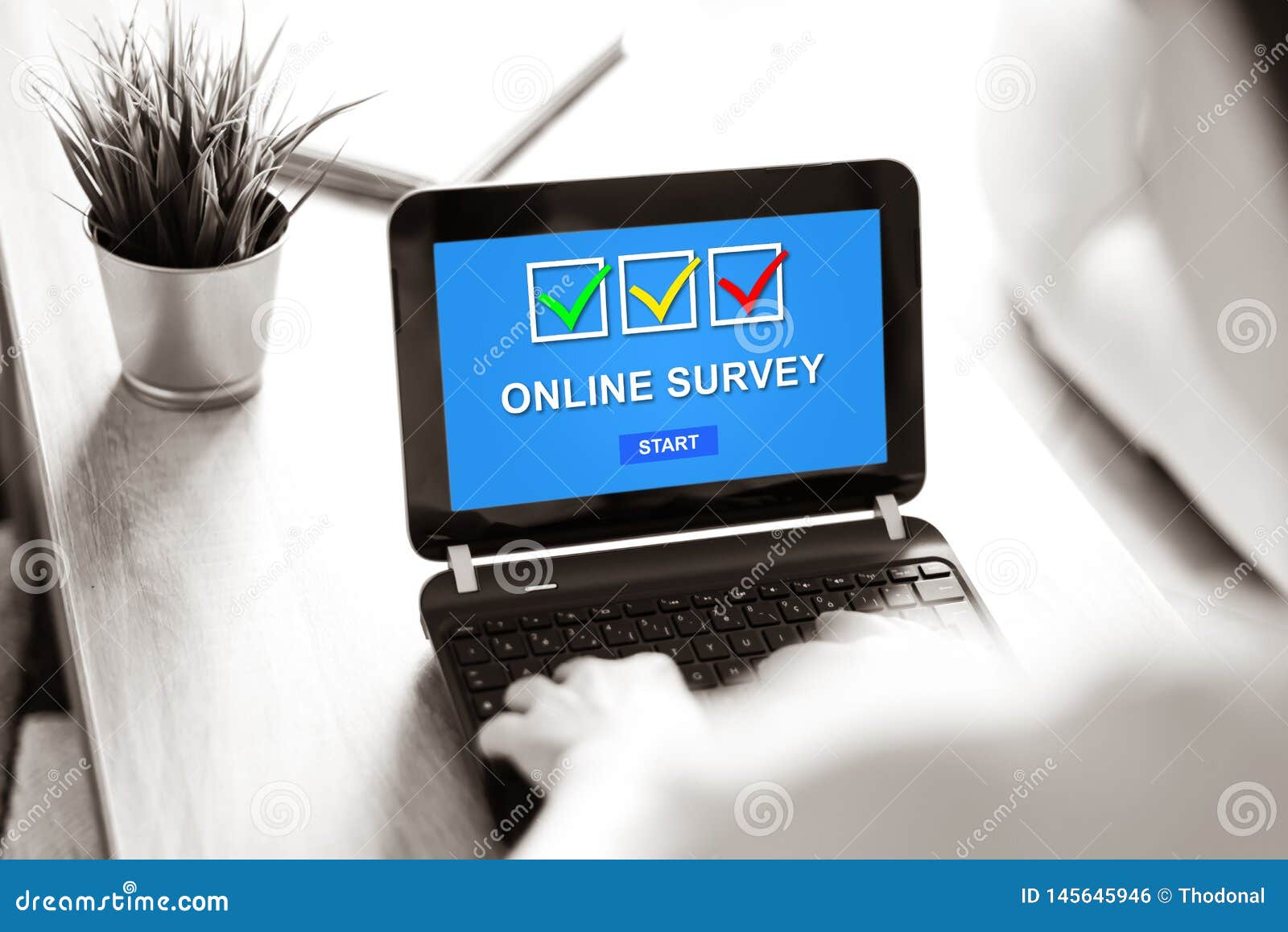 Online Survey Concept on a Laptop Screen Stock Photo - Image of icon ...