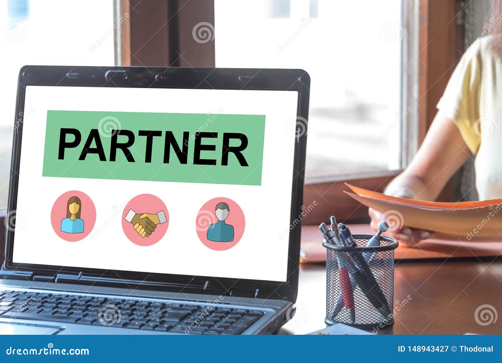 Partner Concept on a Laptop Screen Stock Image - Image of success ...
