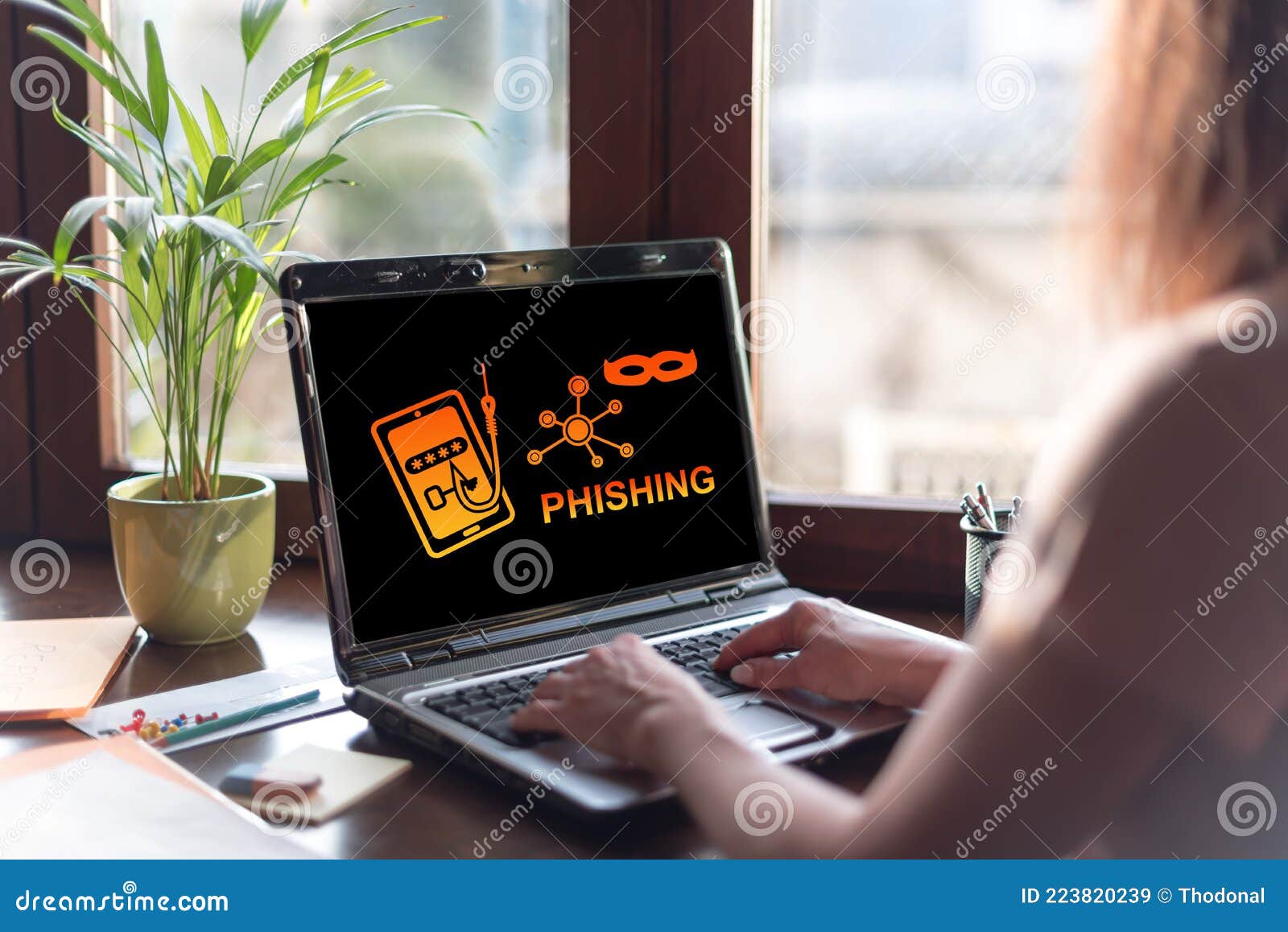 Phishing Concept on a Laptop Screen Stock Image - Image of protection ...