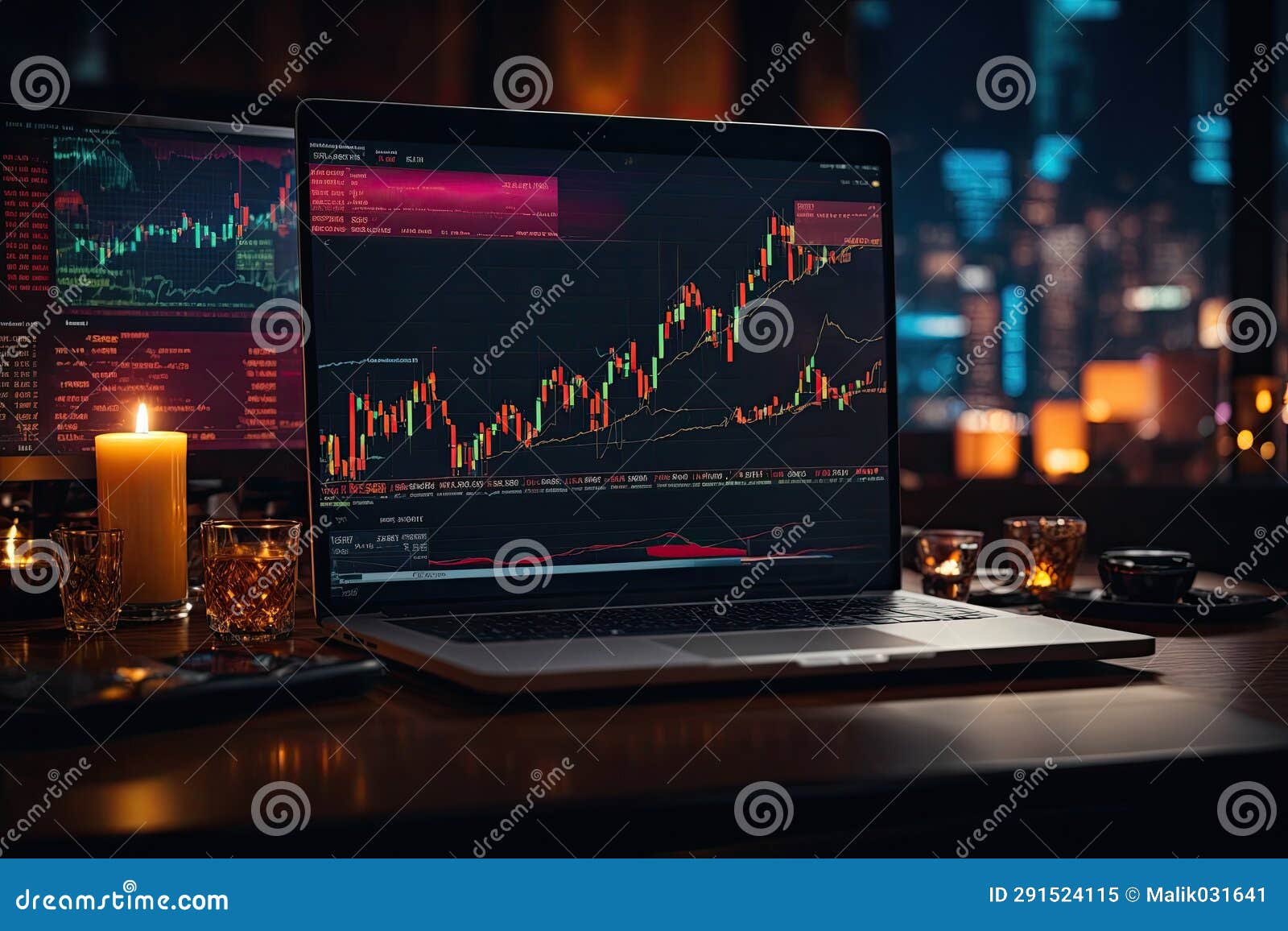 A Laptop Screen Displaying Real-time Forex Charts with Candlestick ...