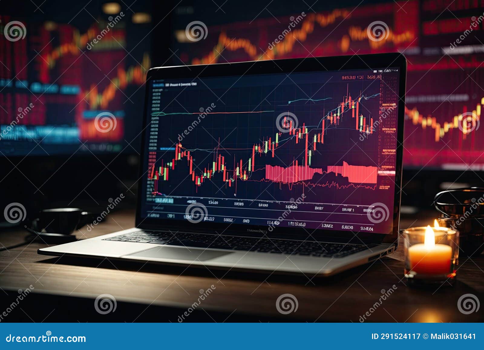 A Laptop Screen Displaying Real-time Forex Charts with Candlestick ...