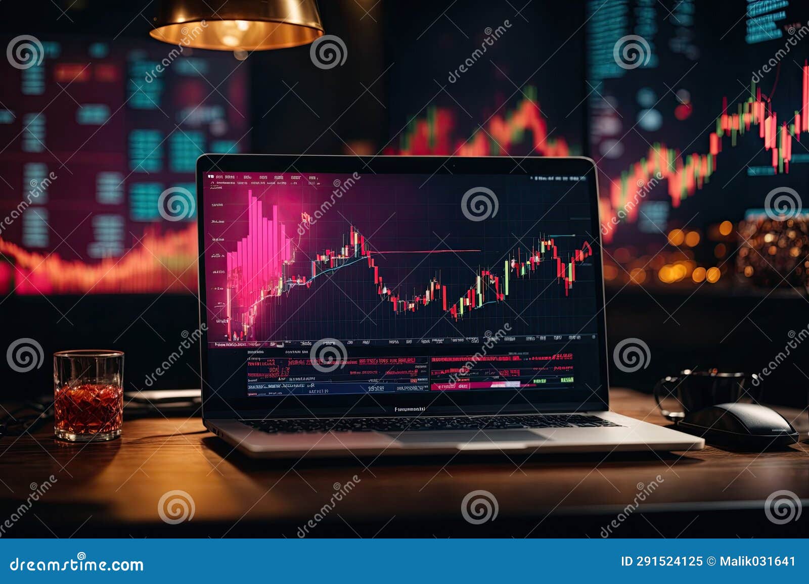 A Laptop Screen Displaying Real-time Forex Charts with Candlestick ...