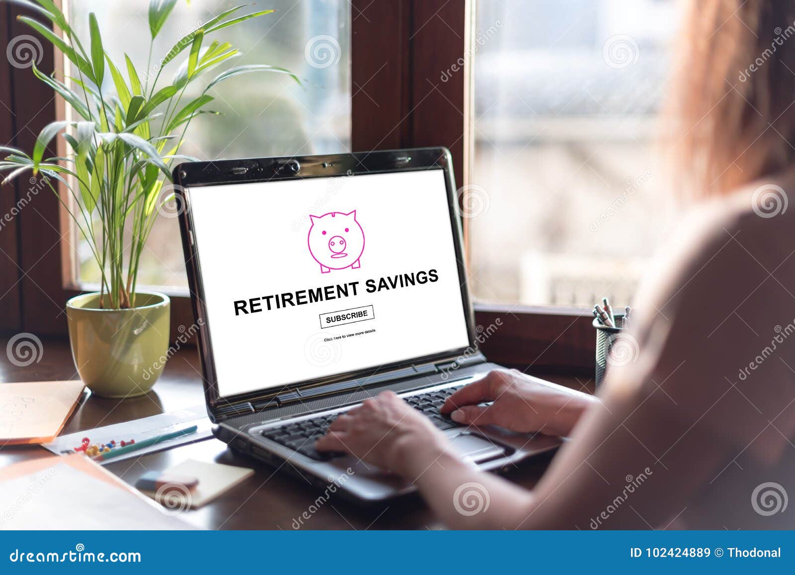 Retirement Savings Concept on a Laptop Screen Stock Image - Image of ...