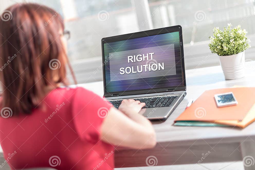 Right Solution Concept on a Laptop Screen Stock Photo - Image of ...