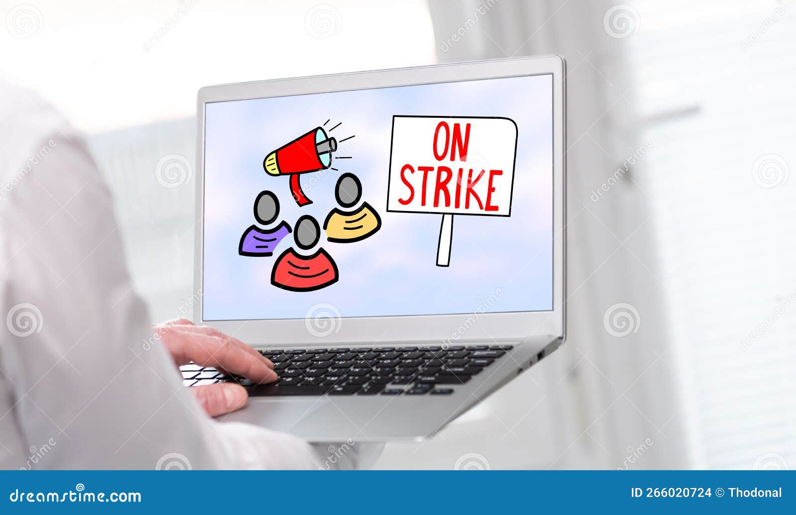 On Strike Concept on a Laptop Screen Stock Photo - Image of rights ...