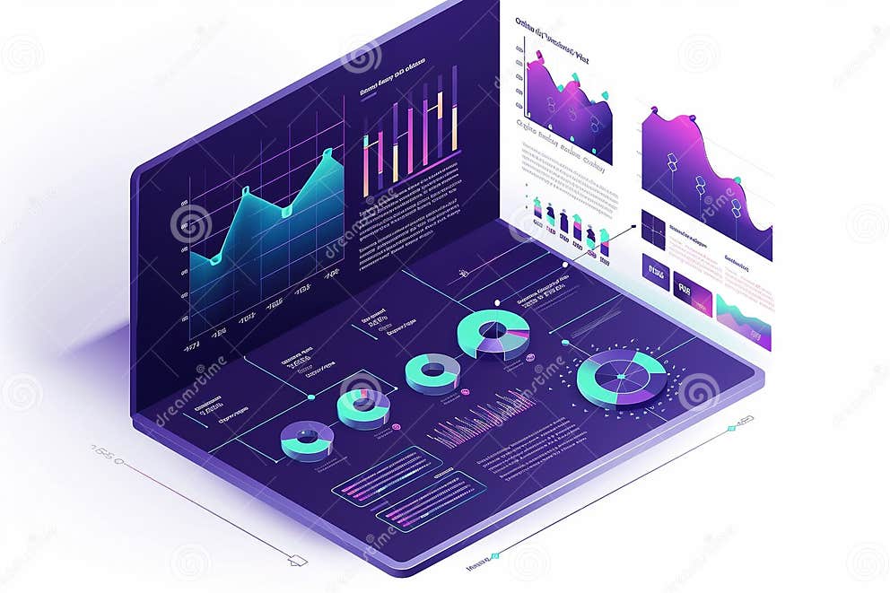 Data Analysis on Laptop Screen Stock Illustration - Illustration of ...