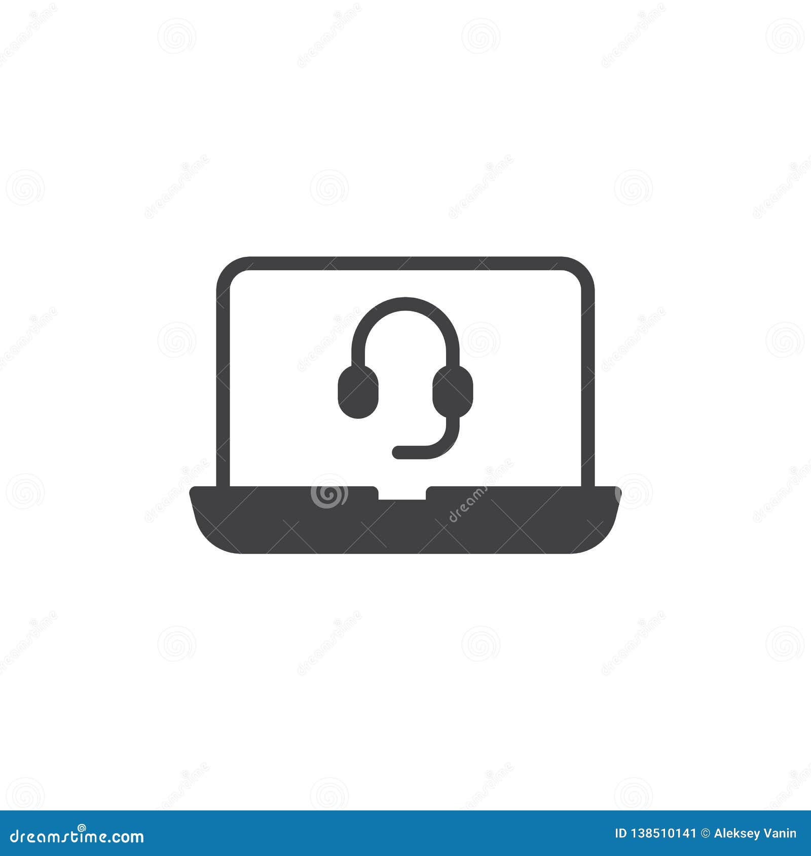 Laptop Screen with Headset Vector Icon Stock Vector - Illustration of ...