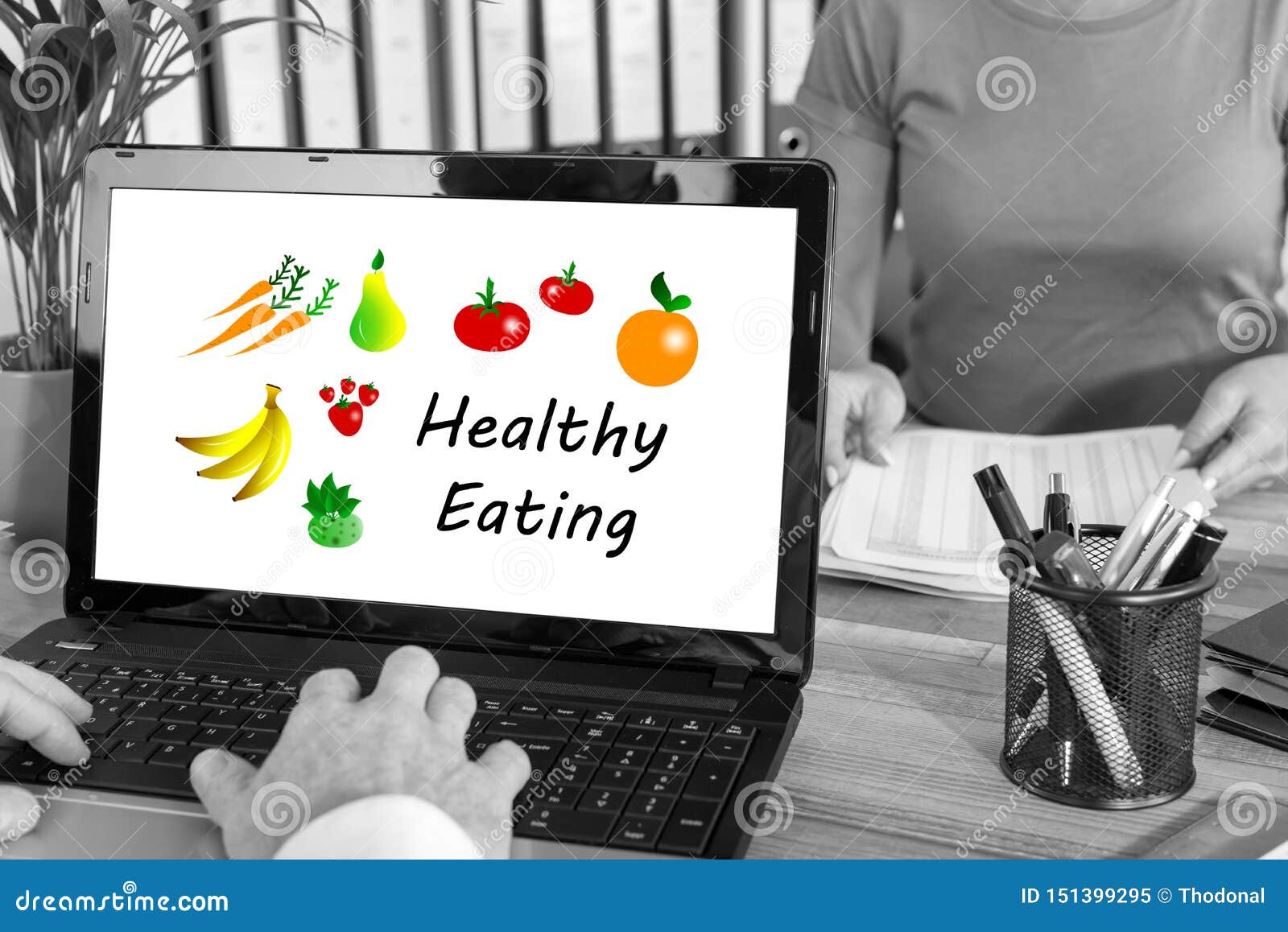 Healthy Eating Concept on a Laptop Stock Image - Image of health ...