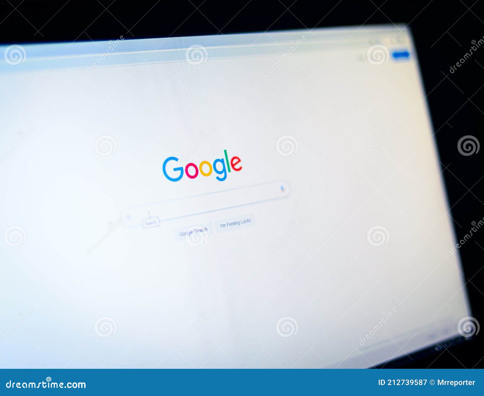 Laptop Screen with a Home Page of the Google Chrome Search Engine ...