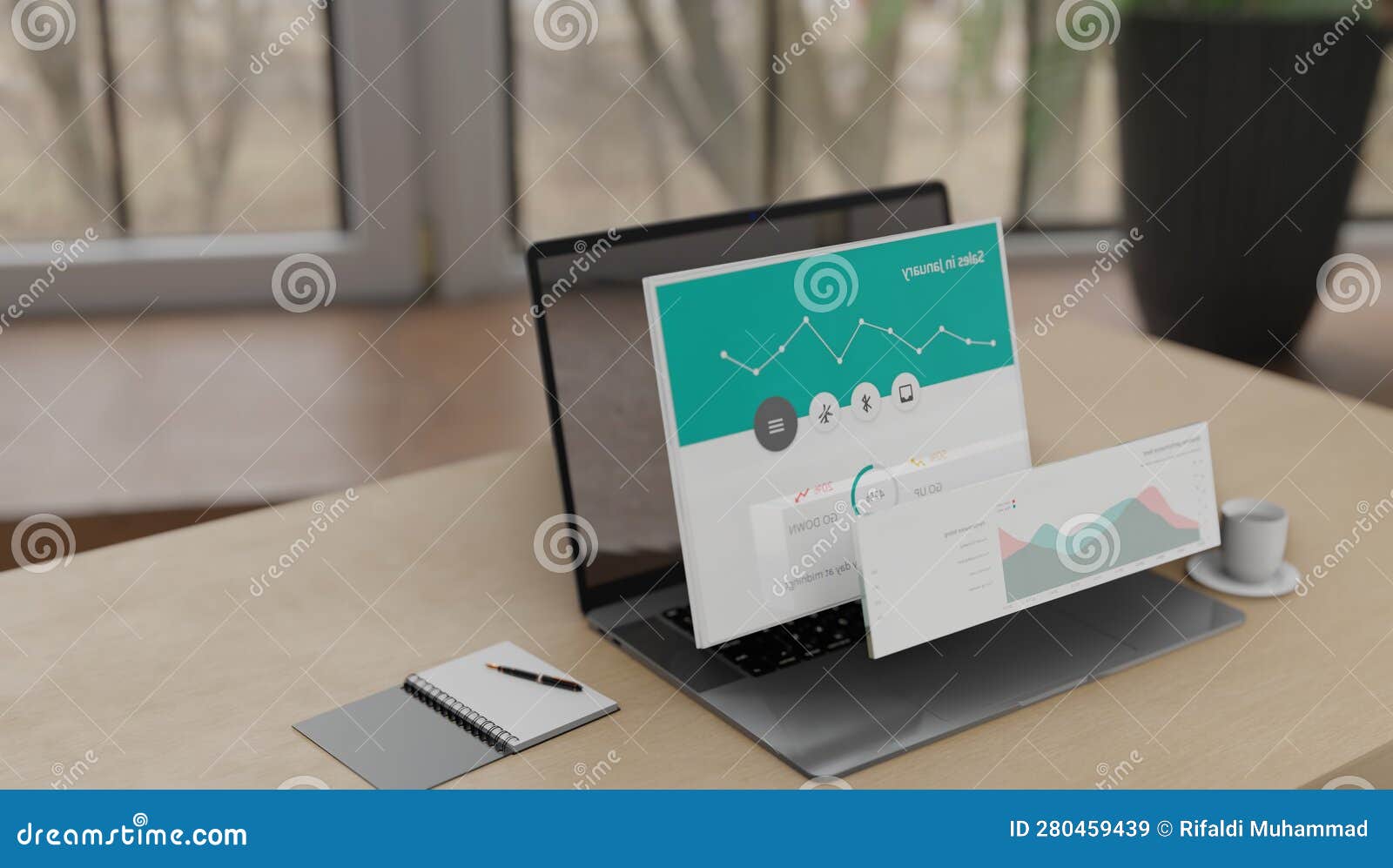 Laptop with Screen Illustration of Application or Software Exit, As ...