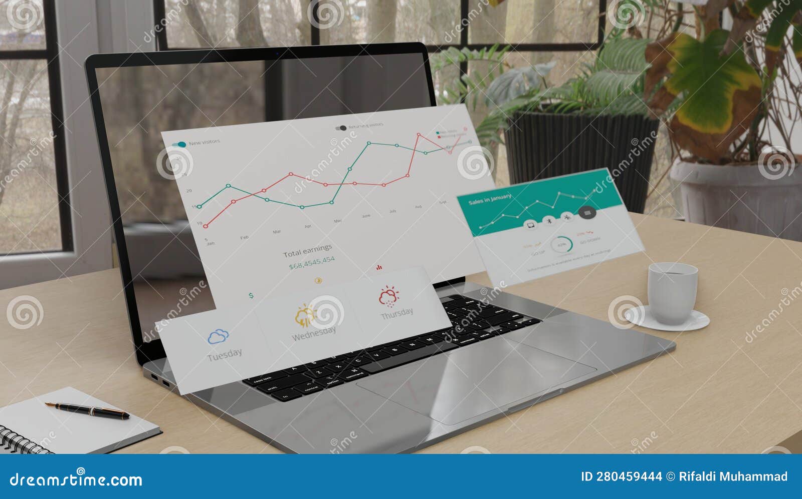 Laptop with Screen Illustration of Application or Software Exit, As ...