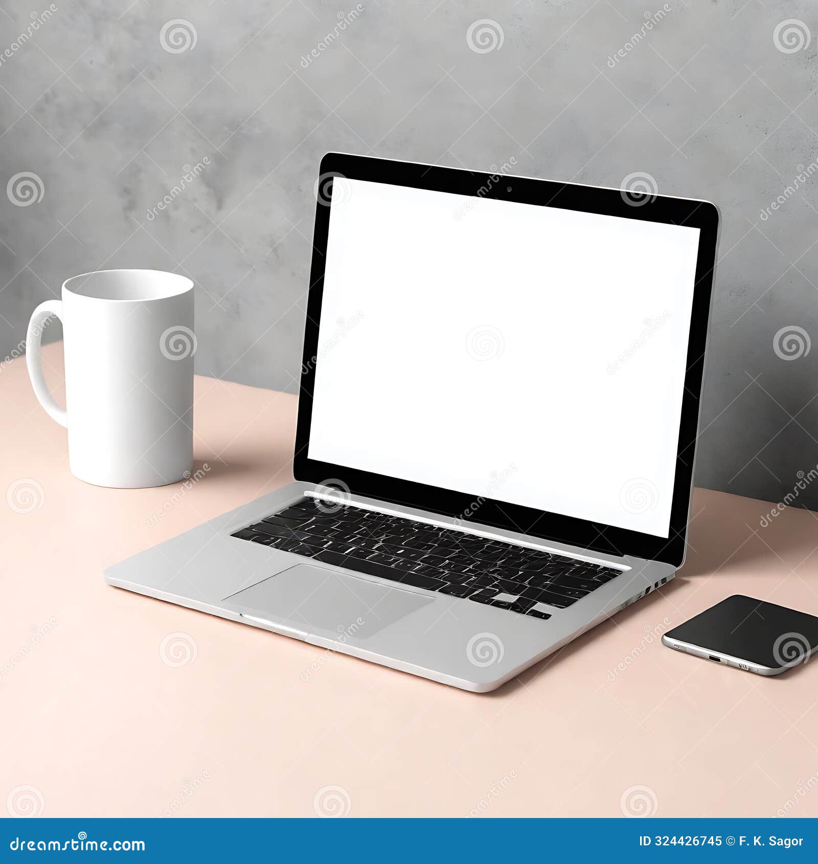 Laptop Screen Mockup Front View in 3d Rendering Stock Illustration ...
