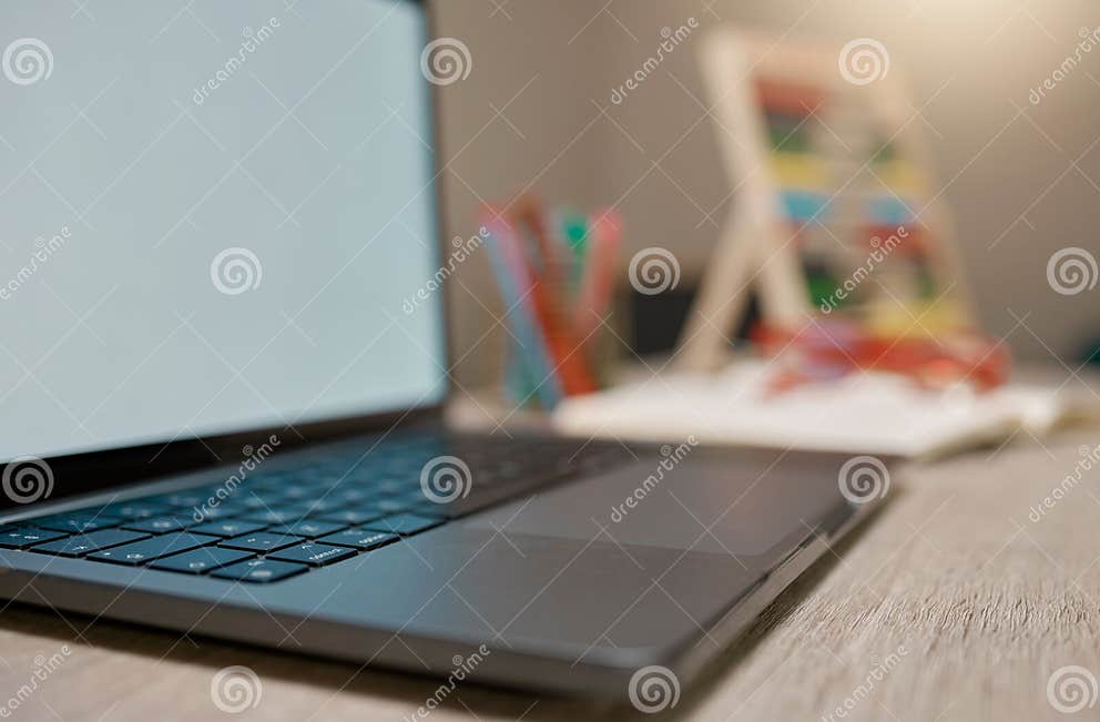 Laptop Screen, Online and Mockup Space, Elearning and Logo Branding on ...