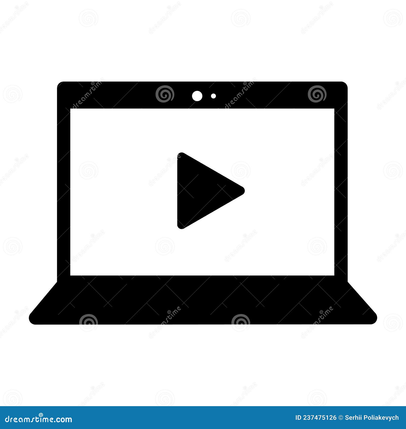 Laptop Screen with Play Button. App Element. Computer Sign. Technology ...