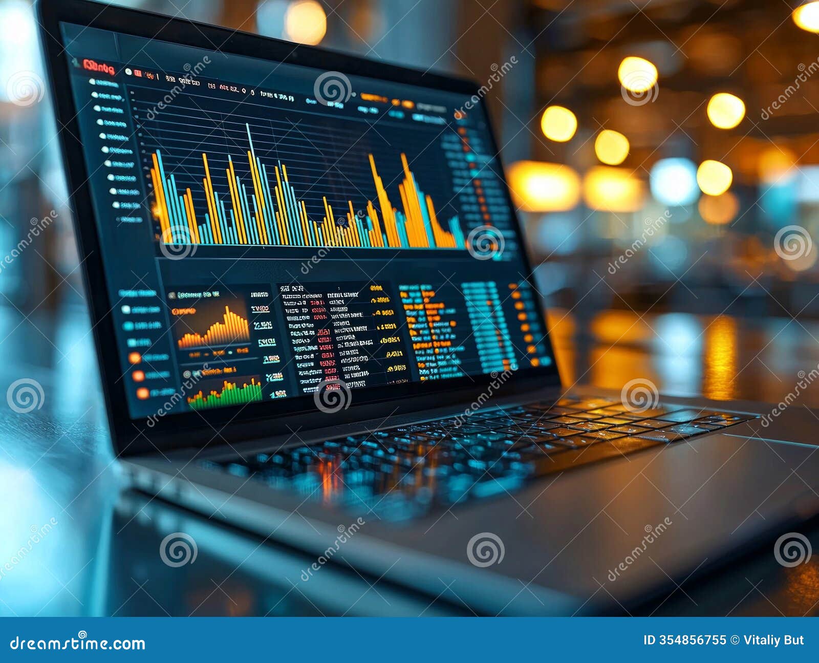 Laptop Screen Presents Vibrant Analytics Dashboards and Graphs ...