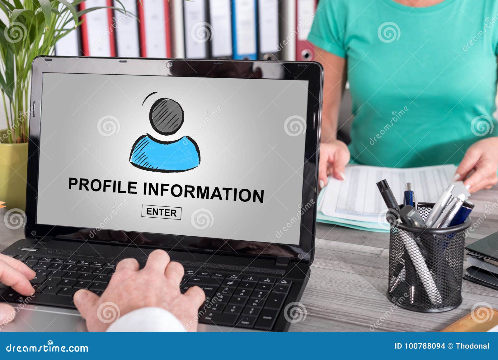 Profile Information Concept on a Laptop Stock Photo - Image of social ...