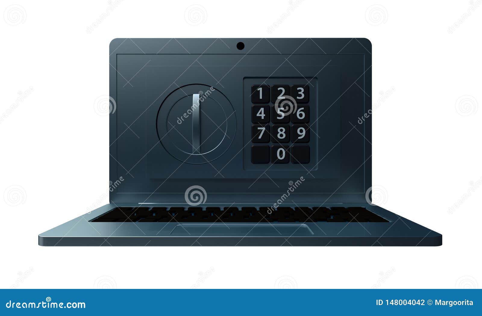 Laptop With Screen Safe. 3d Rendering Stock Illustration - Illustration ...