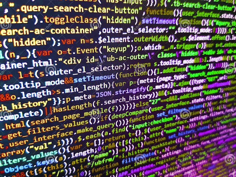 Laptop Screen Show Abstract Computer Programming Code Script. it Coding on Monitor Screen ...