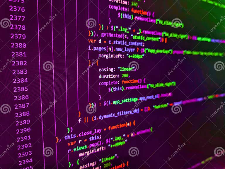 Laptop Screen Show Abstract Computer Programming Code Script. Developer ...