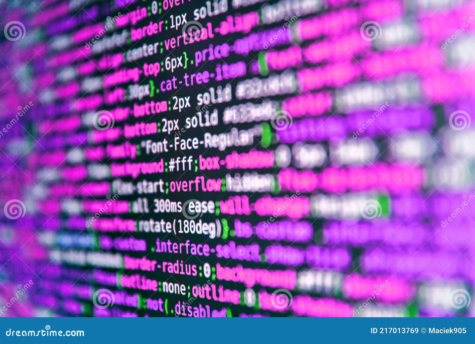 Failure In The Program, Blue Screen, Programming. Monitor Closeup Of Function Source Code ...