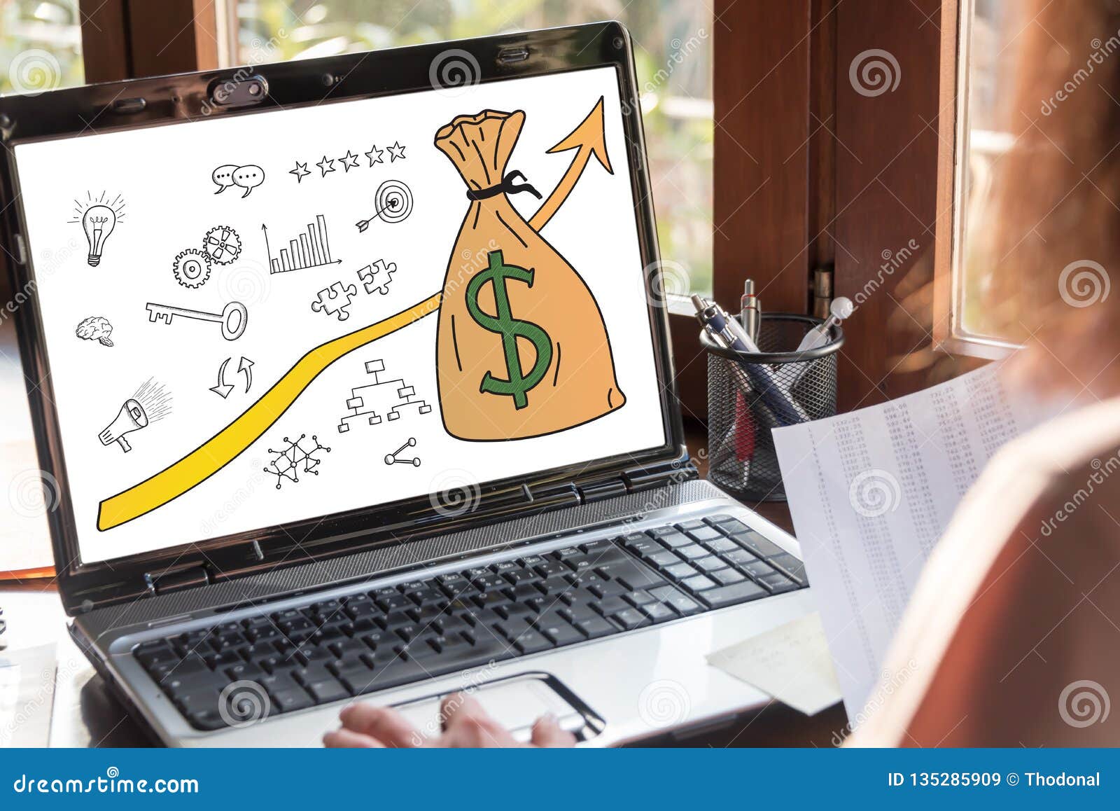 Business Success Concept on a Laptop Screen Stock Image - Image of ...