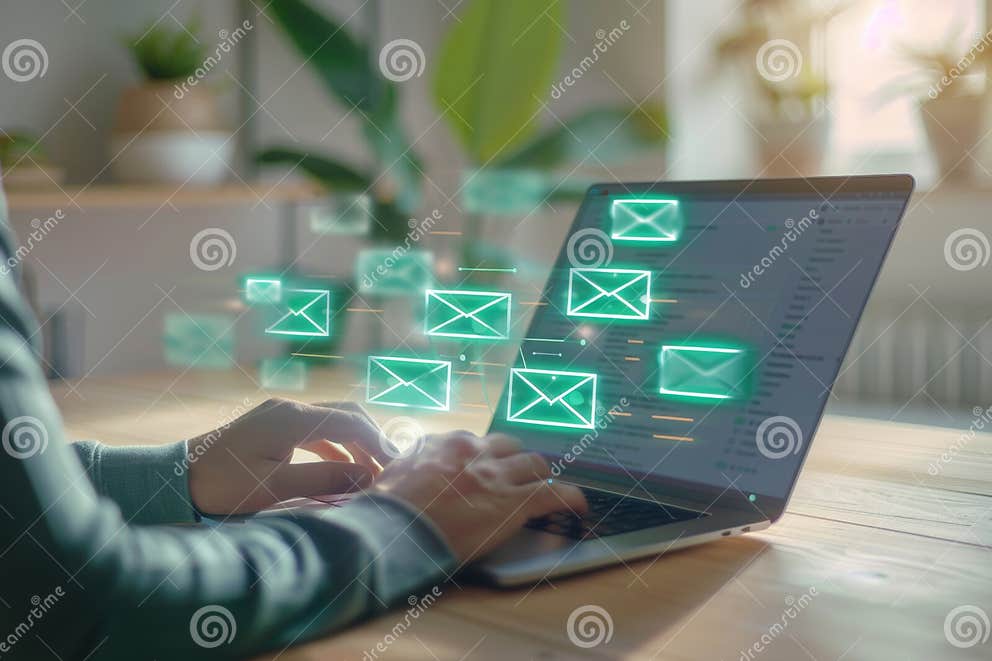 Laptop Screen Showing Email Interface for Sending and Receiving ...