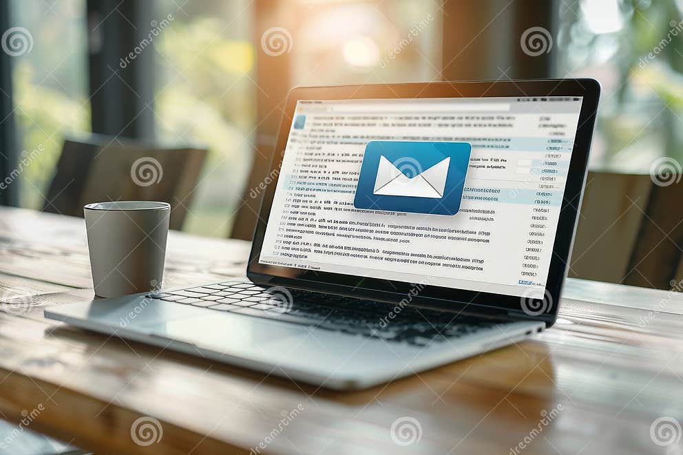 Laptop Screen Showing Email Interface for Sending and Receiving ...