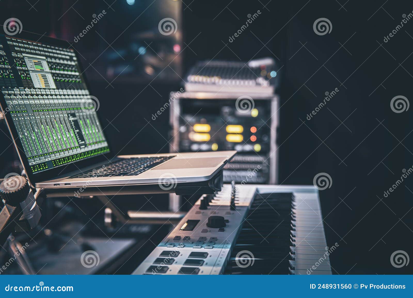 Laptop Screen Showing the Interface of a Music Program. Working with ...