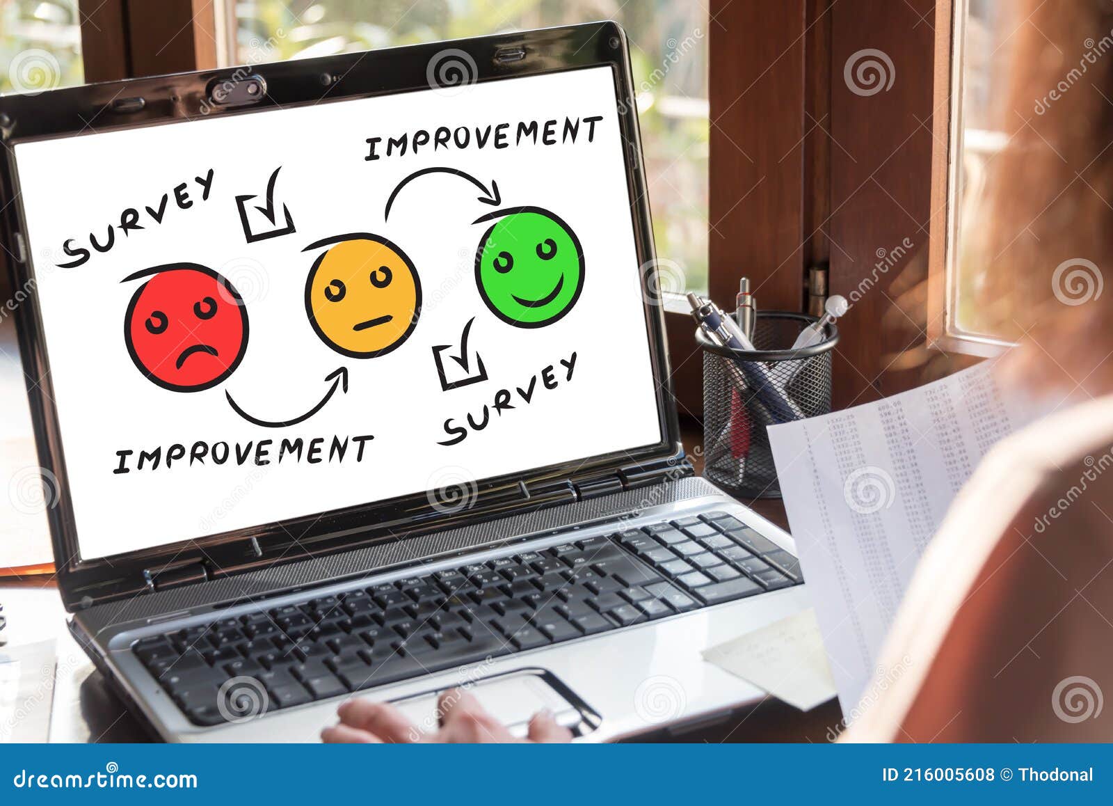 Survey Concept on a Laptop Screen Stock Photo - Image of improve ...