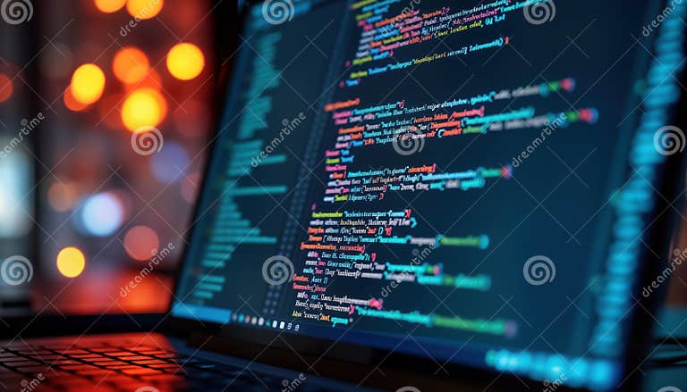 Laptop Screen Shows Complex Code Related To Cloud Services, APIs ...