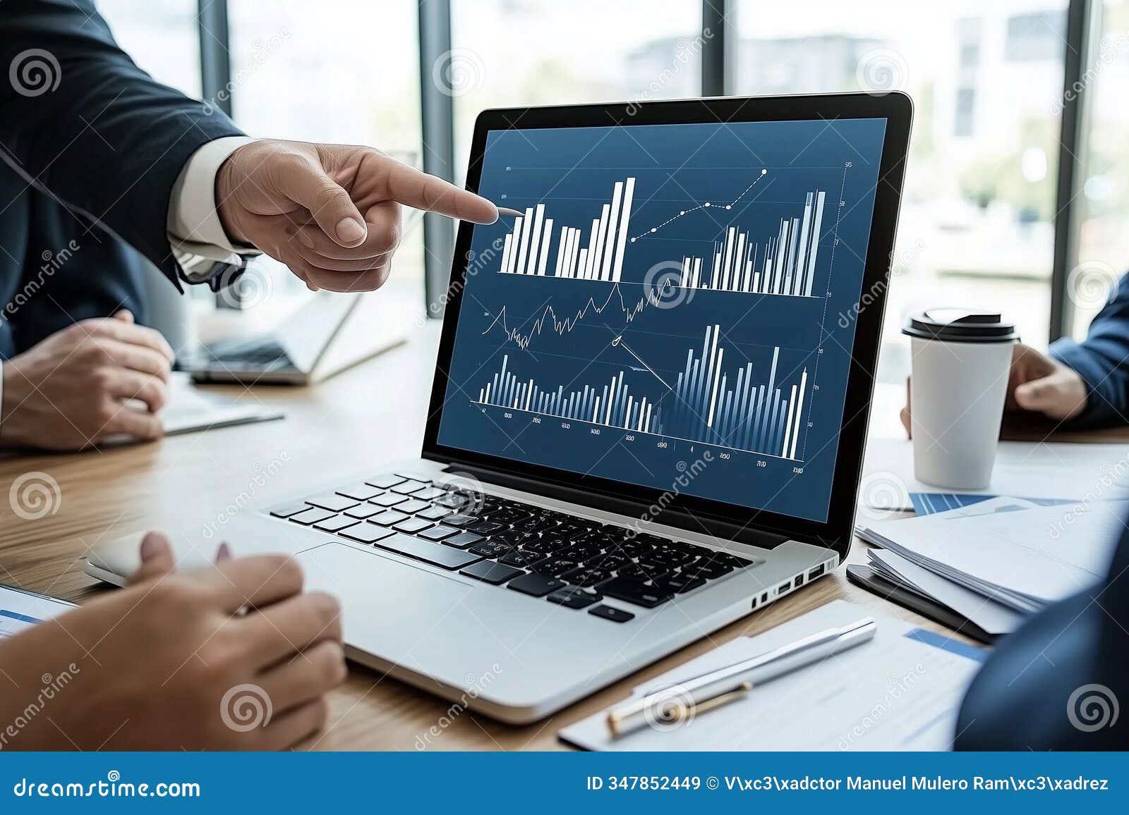 A Laptop Screen Shows a Graph with a Pointer on it Stock Image - Image ...