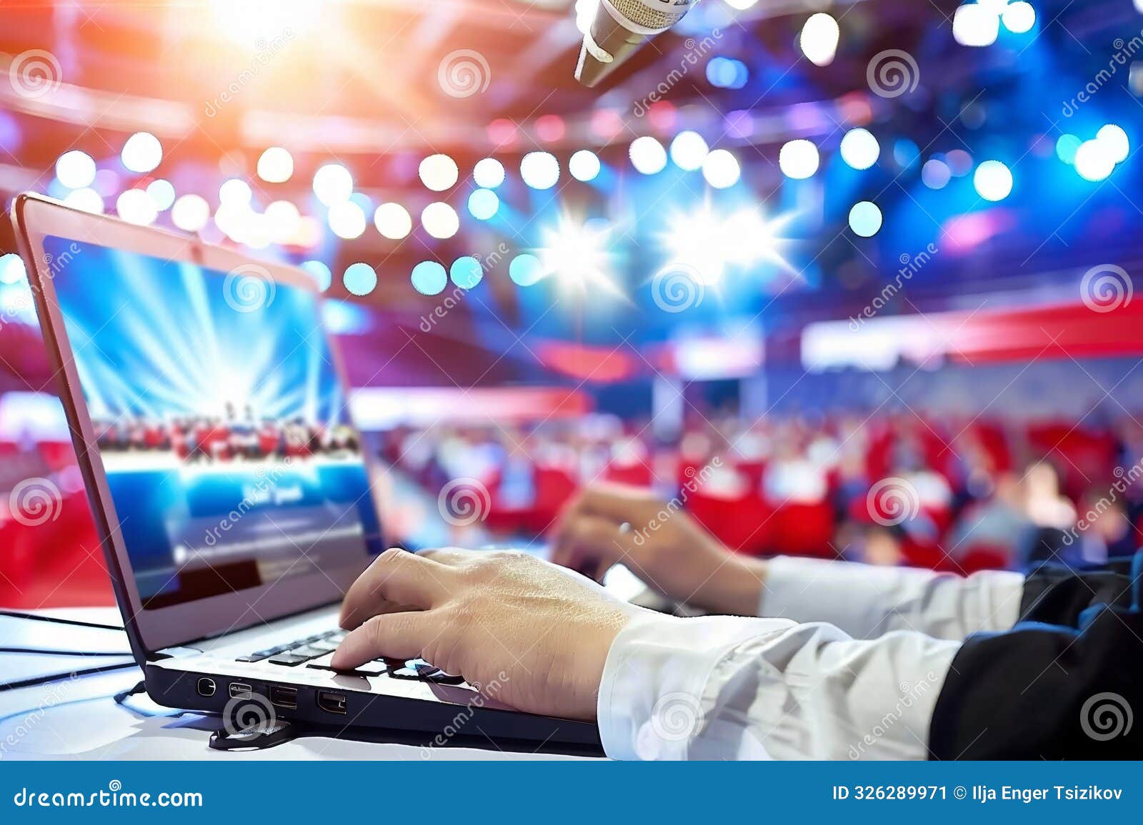 Laptop Screen Streaming Corporate Event Illustrates Tech S Impact on ...