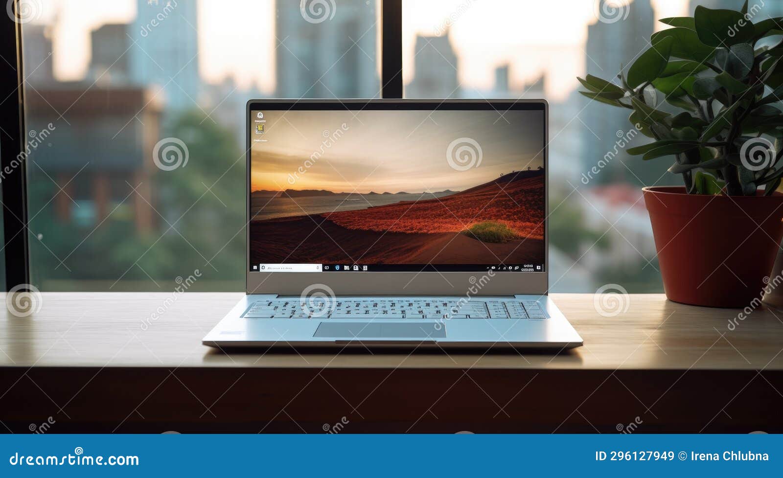 Laptop with Screen on Table. Generative AI Stock Illustration ...