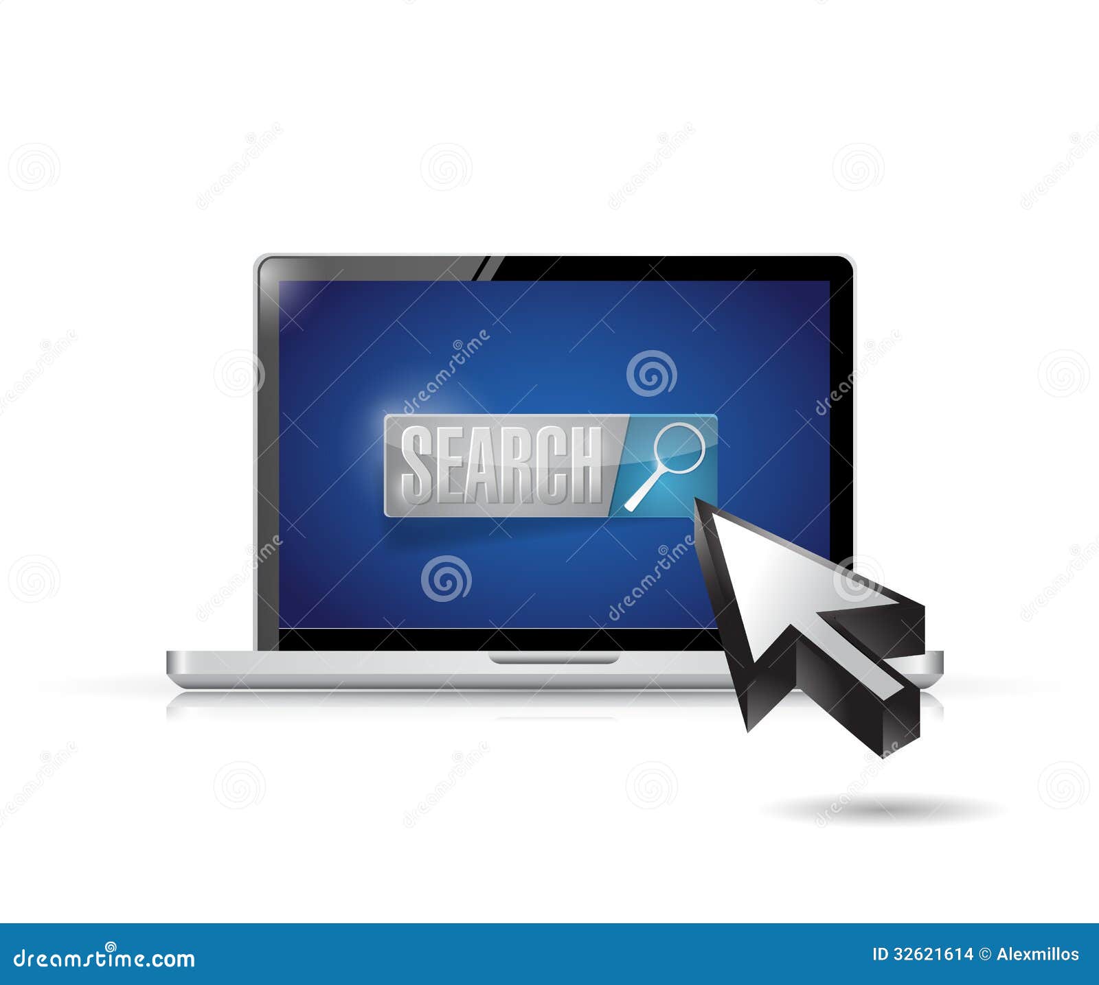 Laptop Search Button and Cursor Illustration Stock Illustration ...
