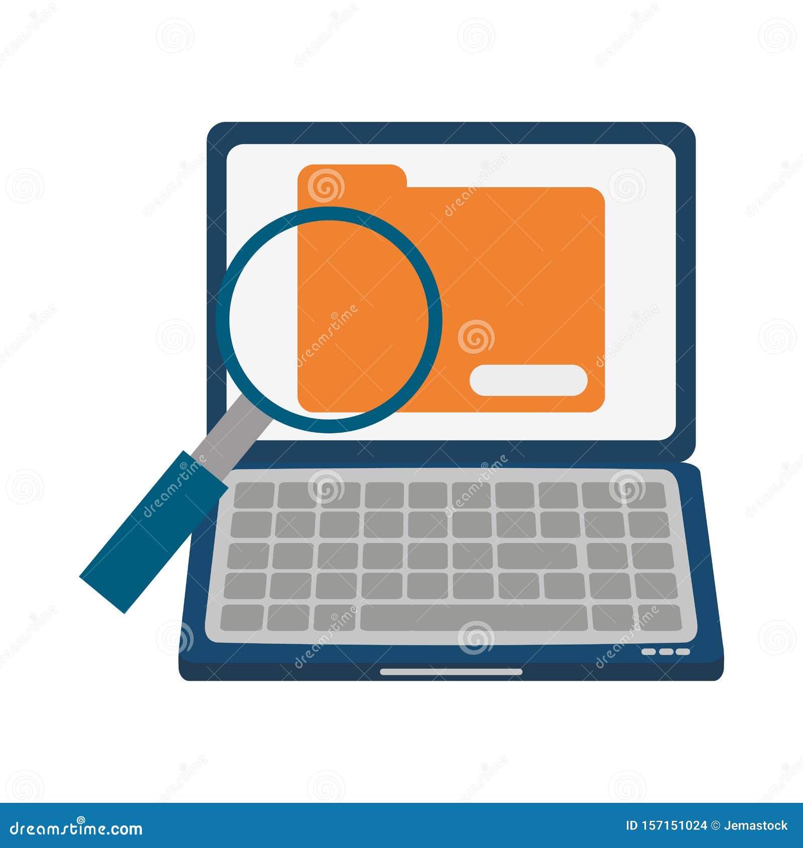 Laptop searching folder stock vector. Illustration of communication ...