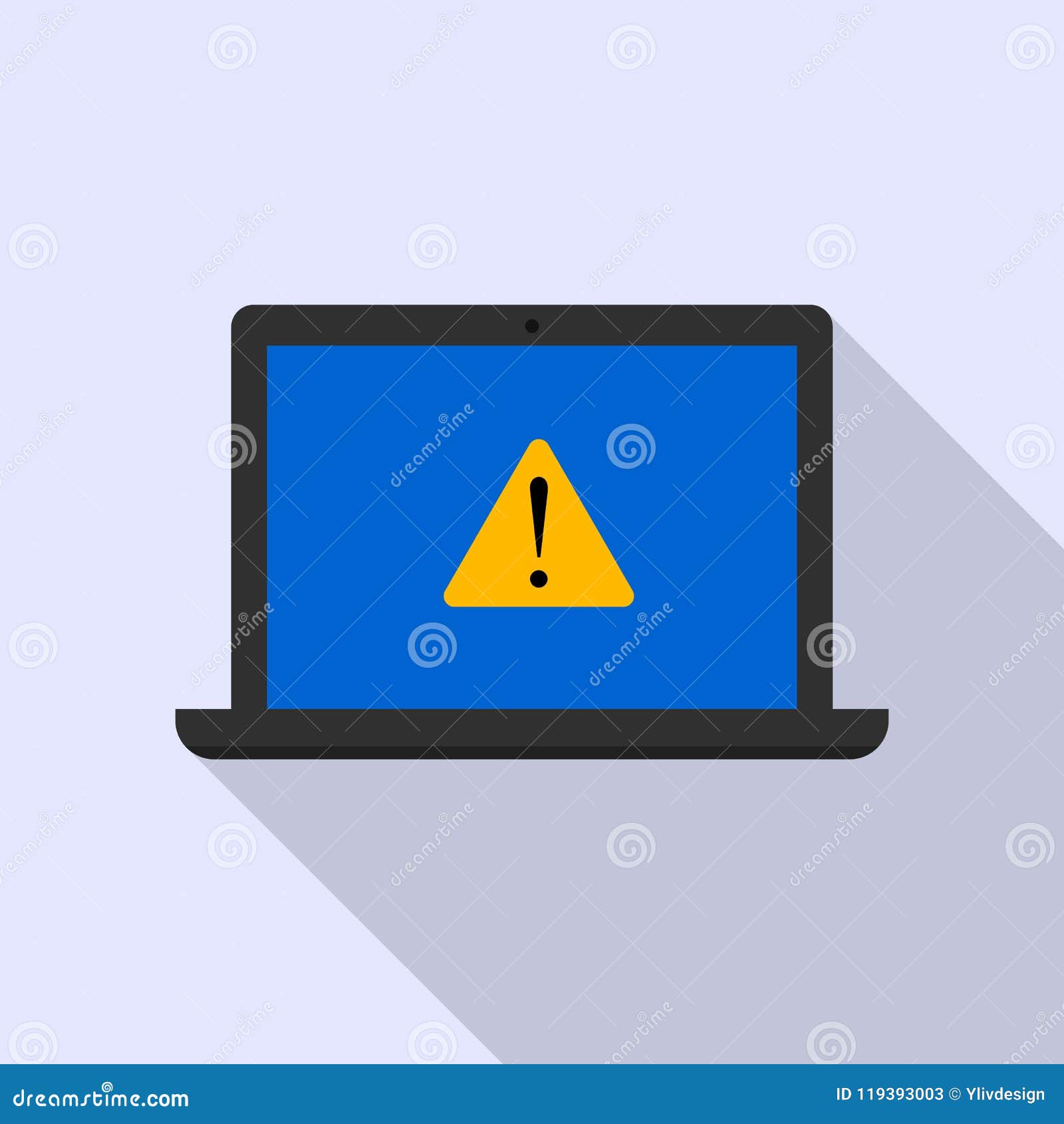 Laptop Security Alert Icon, Flat Style Stock Vector - Illustration of ...